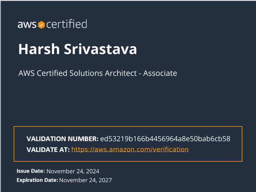 Harsh Srivastava | AWS Certified Solutions Architect | VIT'27 | GSoC'24 | 5× Hackathon Winner ...
